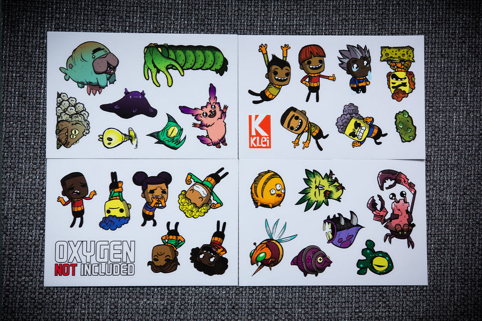 Oxygen Not Included: Stickers 4 Sheet Pack – Klei Merch Shop